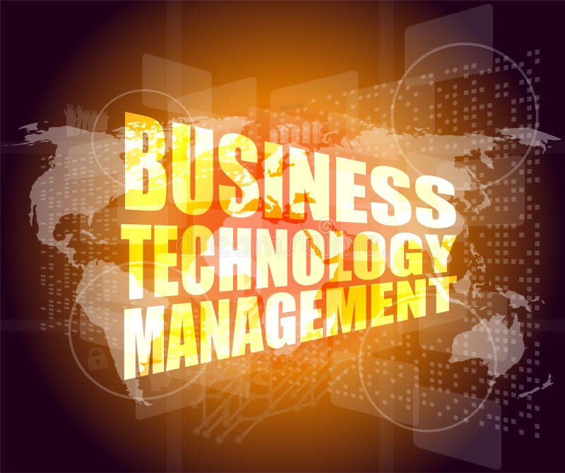 Business Technology Management Words on Touch Screen Interface Stock ...