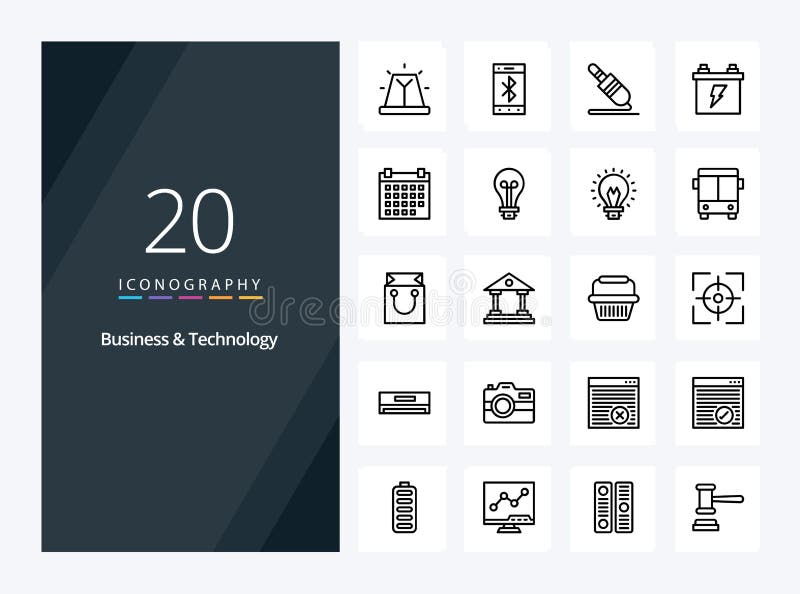 20 Business Technology Outline Icon for Presentation Stock Vector ...
