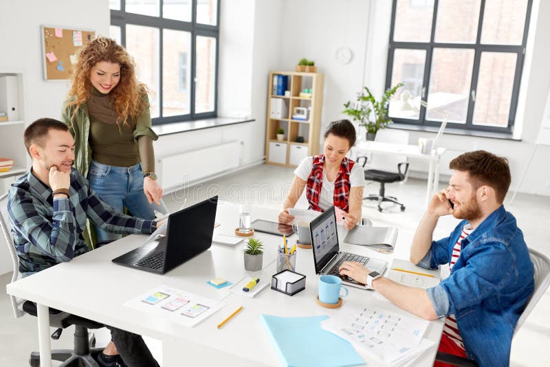 Creative Team Working on User Interface at Office Stock Photo - Image ...