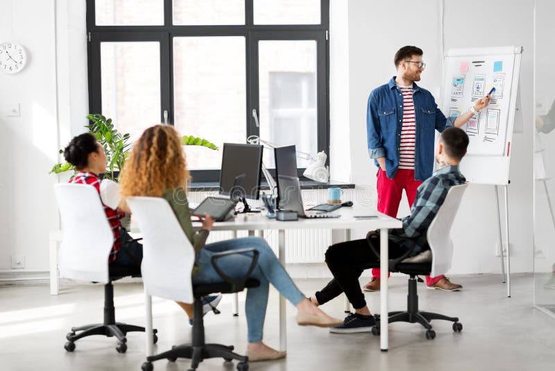 Creative Man Showing User Interface at Office Stock Image - Image of ...