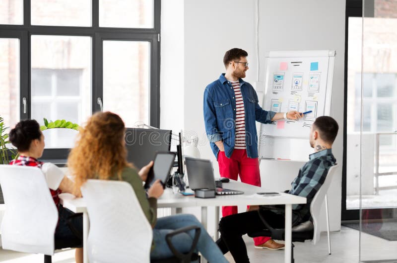 Creative Man Showing User Interface at Office Stock Photo - Image of ...