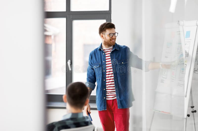 Creative Man Showing User Interface at Office Stock Image - Image of ...