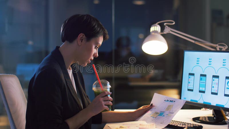 Ui Designer Working on Interface at Night Office Stock Footage - Video ...