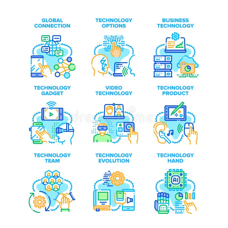 Business Technology Set Icons Vector Illustrations Stock Vector ...