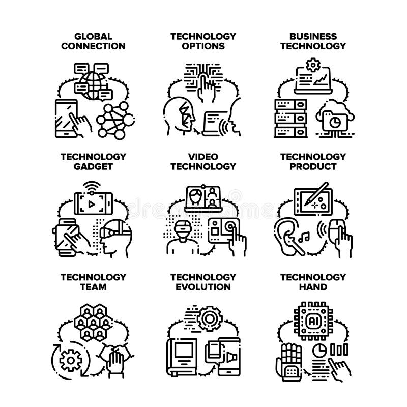 Business Technology Set Icons Vector Illustrations Stock Vector ...
