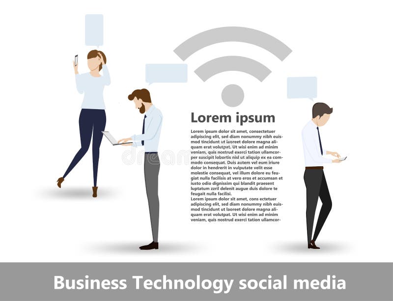 Business Technology Social Media Cartoon Character Vector Illustration ...