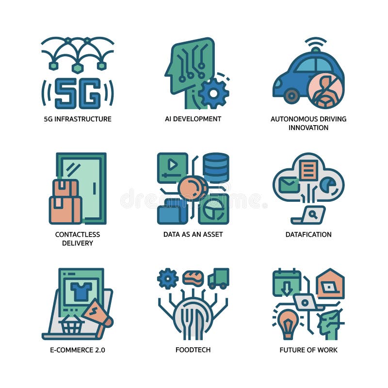 Business and Technology Trends Stock Vector - Illustration of vector ...