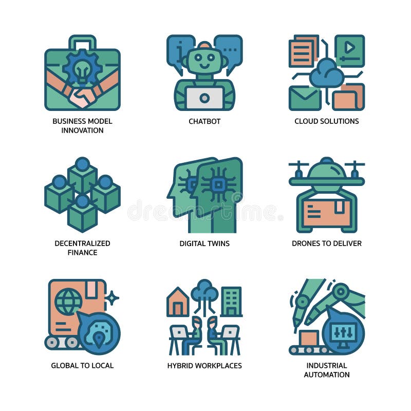 Business and Technology Trends Stock Vector - Illustration of icon ...