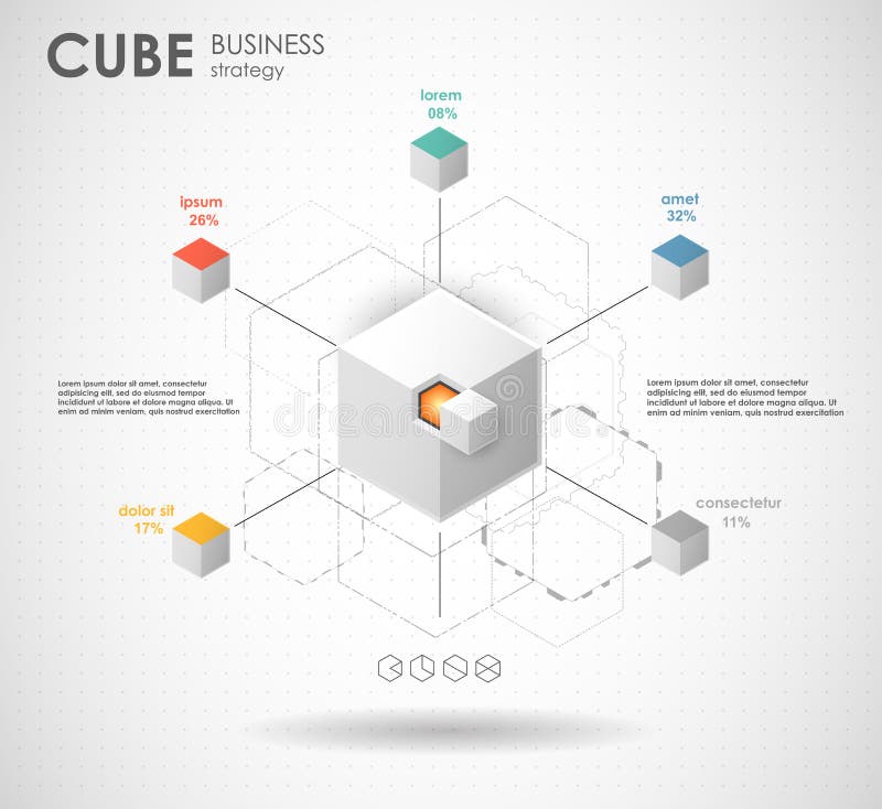 Business Template, Conceptual Cube with Infographic Elements Stock ...