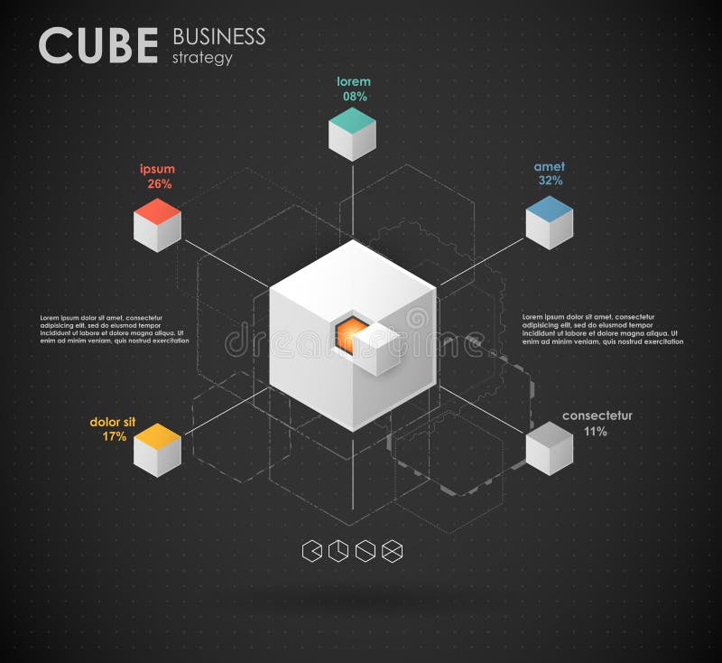 Business Template, Conceptual Cube with Infographic Elements Stock ...