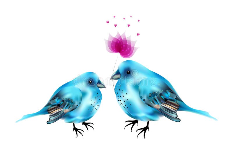 Business Template or Cover with Cute Blue Birds - Vector Illustration ...