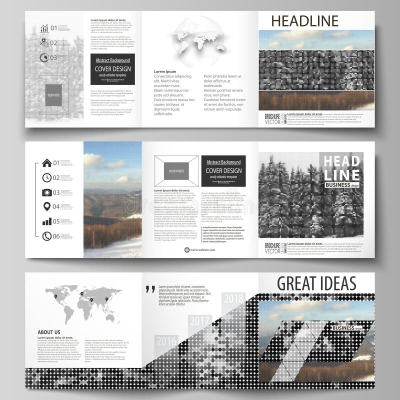 Set of Business Templates for Square Tri Fold Brochures. Leaflet Cover ...