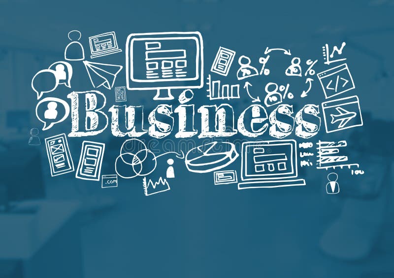 Business Text with Drawings Graphics Stock Illustration - Illustration ...