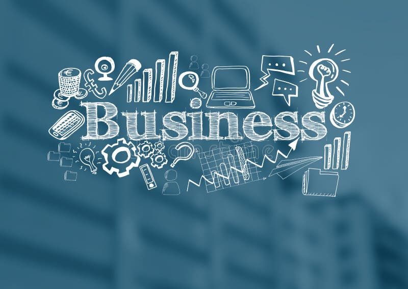 Business Text with Drawings Graphics Stock Illustration - Illustration ...