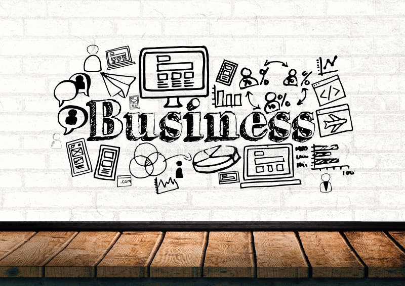 Business Text with Drawings Graphics Stock Illustration - Illustration ...