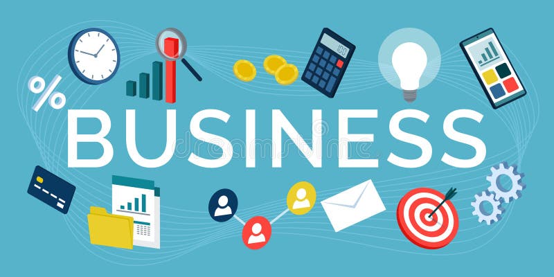 Business Text Surrounded by Icons Stock Vector - Illustration of card ...