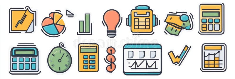 Business Themed Sticker Pack Featuring Minimalistic Icons for Effective ...