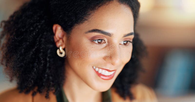 Business, Thinking and Woman with Ideas, Solution and Smile with ...