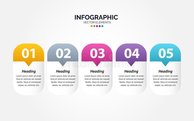 Business Timeline Chart Template Horizontal Infographic 5 Steps Vector ...