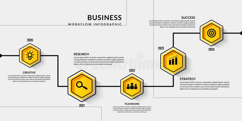 Business Timeline Infographic with Multiple Steps, Outline Data ...