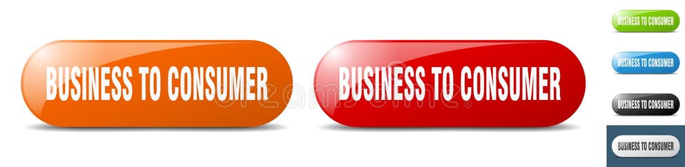 Business To Consumer Button. Key. Sign. Push Button Set Stock Vector ...