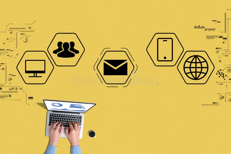 Business Tool Email and for Work and Communication. Person with a ...