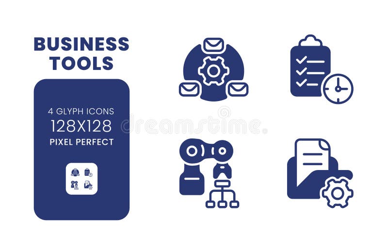Business Tools Black Solid Desktop Icons Pack Stock Vector ...