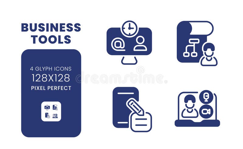 Business Tools Black Solid Desktop Icons Pack Stock Vector ...