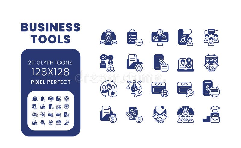 Business Tools Black Solid Desktop Icons Pack Stock Vector ...