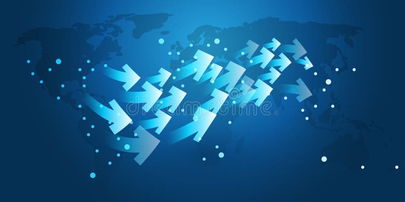 Business Trading, Global Networks, Data Flow Design Concept with Arrows ...