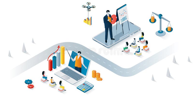 Business Training Concept 3d Isometric Web Banner. Vector Illustration ... Business Training Concept 3d Isometric Web Banner. Vector Illustration ...