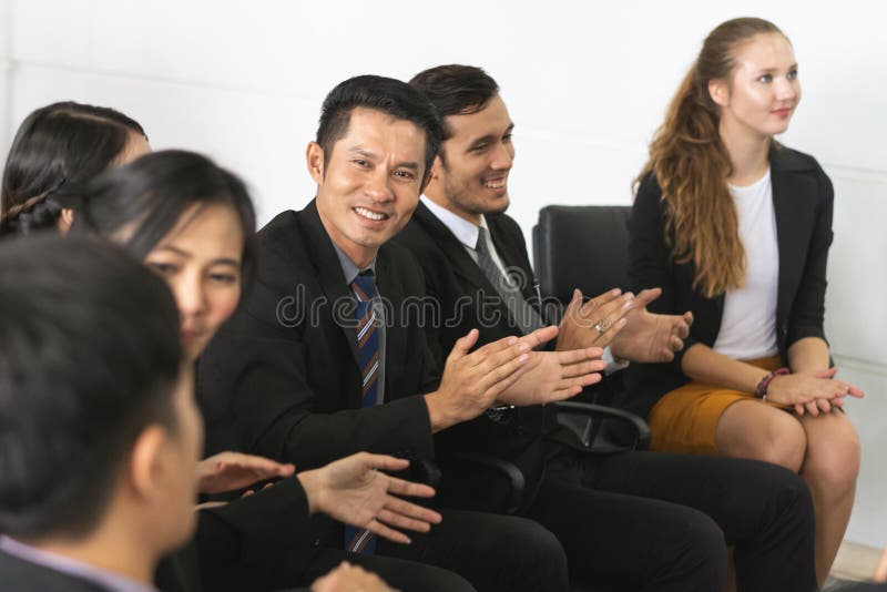 Business Training Conference in Company. Audience Sitting in Meeting ...