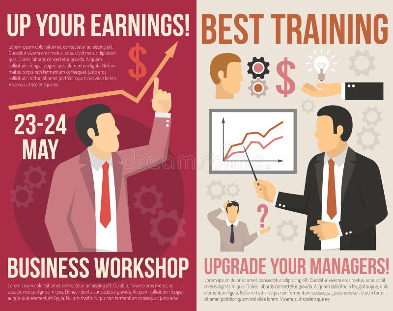 Business Training Consulting Flat Vertical Banners Stock Vector ...