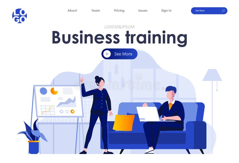 Business Training Flat Landing Page Design. Business Coach Making ...
