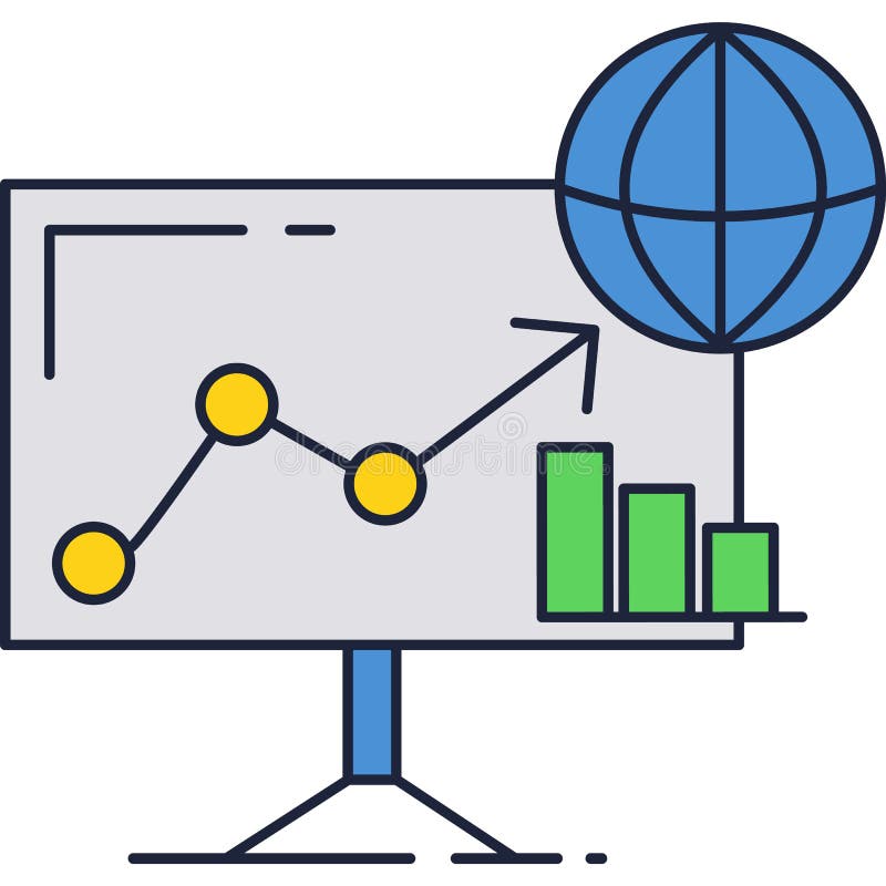 Business Training Icon Vector Computer with Graph Stock Vector ...