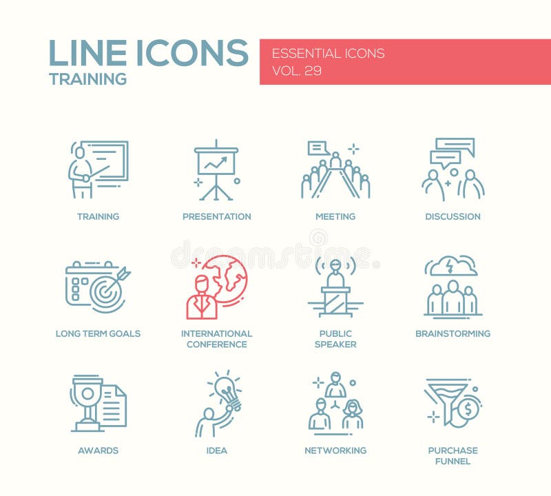 Business Training - Thin Single Line Icons Set Stock Vector ...