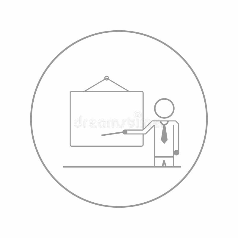 Presentation Line Icon. Man Present Diagram on Signboard Symbol ...