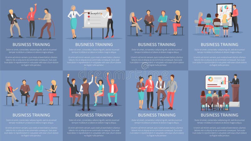 Business Training Seminars Set of Posters Vector Stock Vector ...