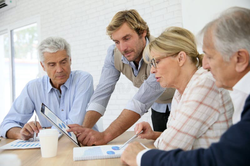 Business Training with Seniors Stock Image - Image of instructor ...