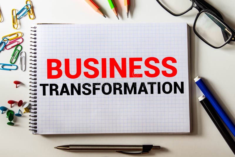 BUSINESS TRANSFORMATION Two Businessman Working at Office Desk and ...