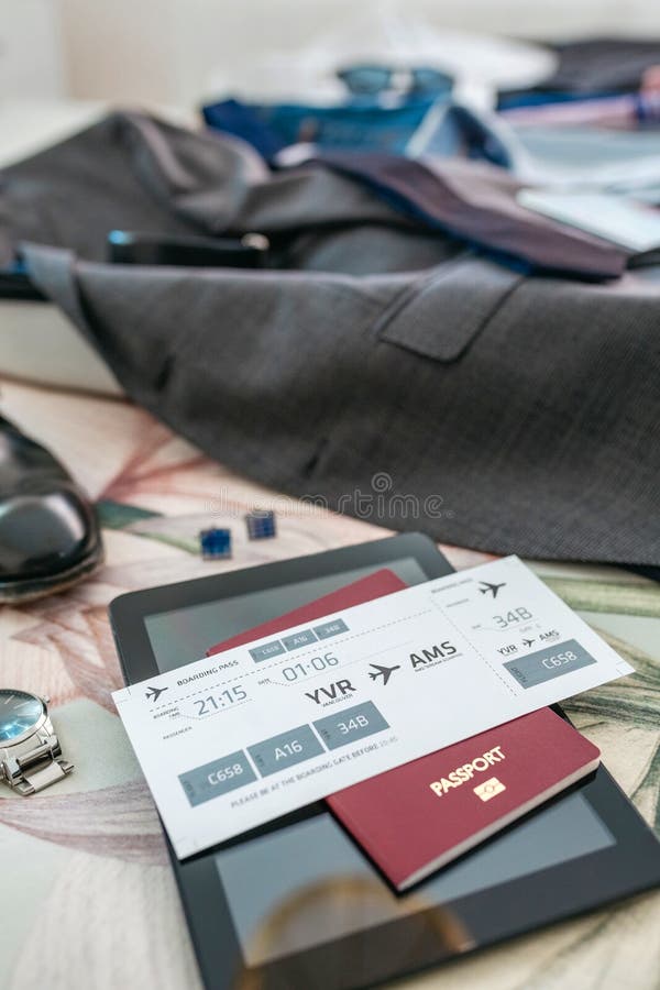 Business Trip Preparations with Boarding Pass Stock Photo - Image of ...