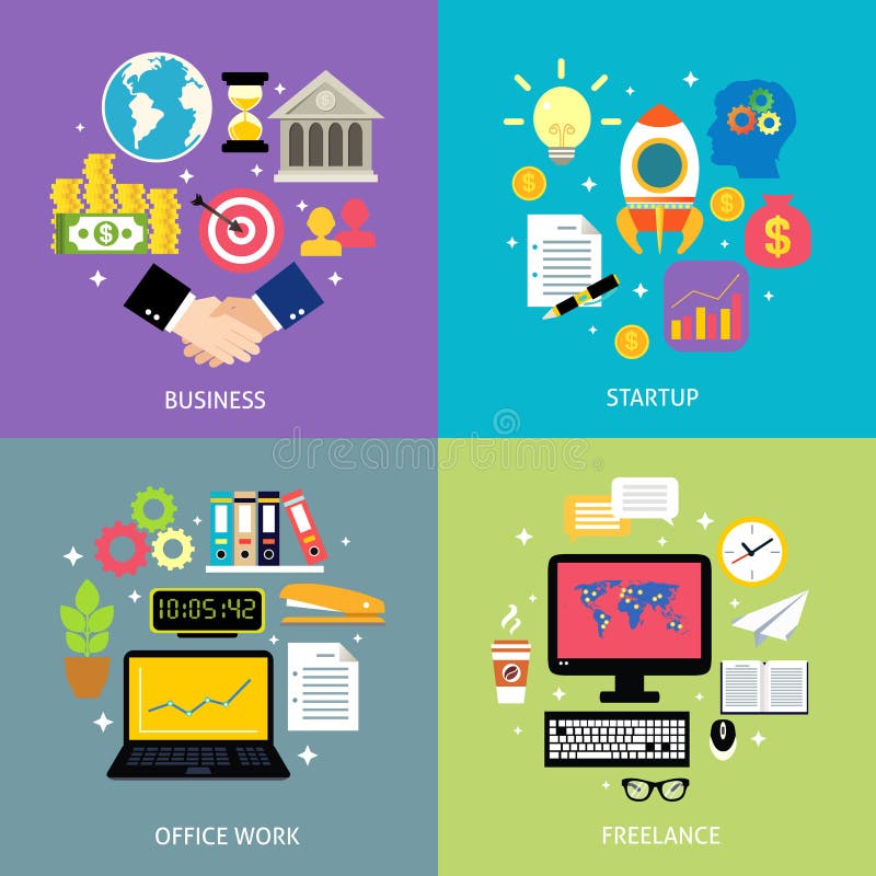 Business Types Concept Flat Stock Vector - Illustration of background ...