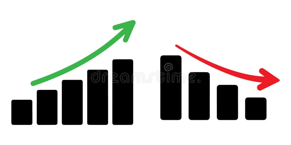 Business Up and Down Graph Icon Set Vector Stock Illustration ...