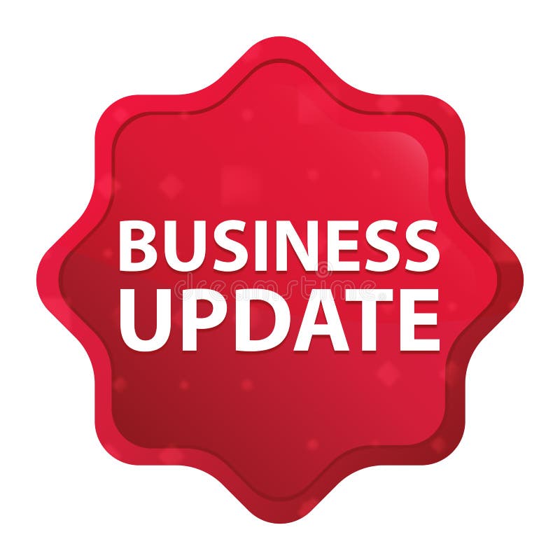 Business Update Misty Rose Red Starburst Sticker Button Stock ...