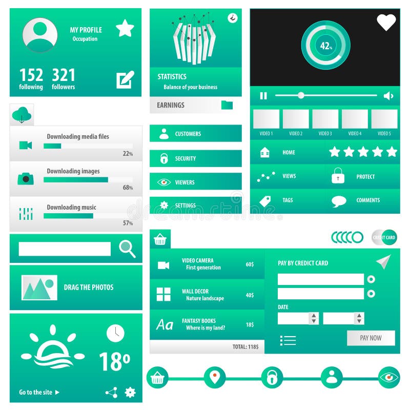 Business User Interface Pack Stock Illustration - Illustration of ...