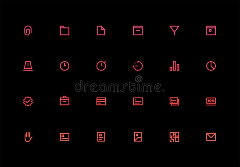 Business User Interface UI Vector Icon Set. High Quality Minimal Lined ...