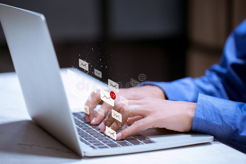 Business Using Laptop,with Email Icon,email Inbox Electronic ...