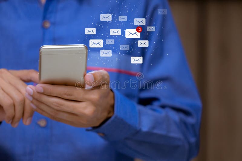 Business Using Smartphone,with Email Icon,email Inbox Electronic ...