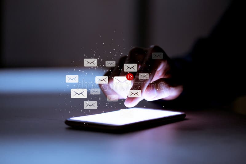 Business Using Smartphone,with Email Icon,email Inbox Electronic ...