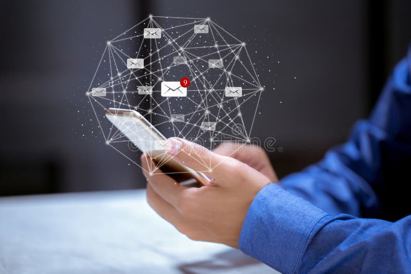 Business Using Smartphone,with Email Icon,email Inbox Electronic ...